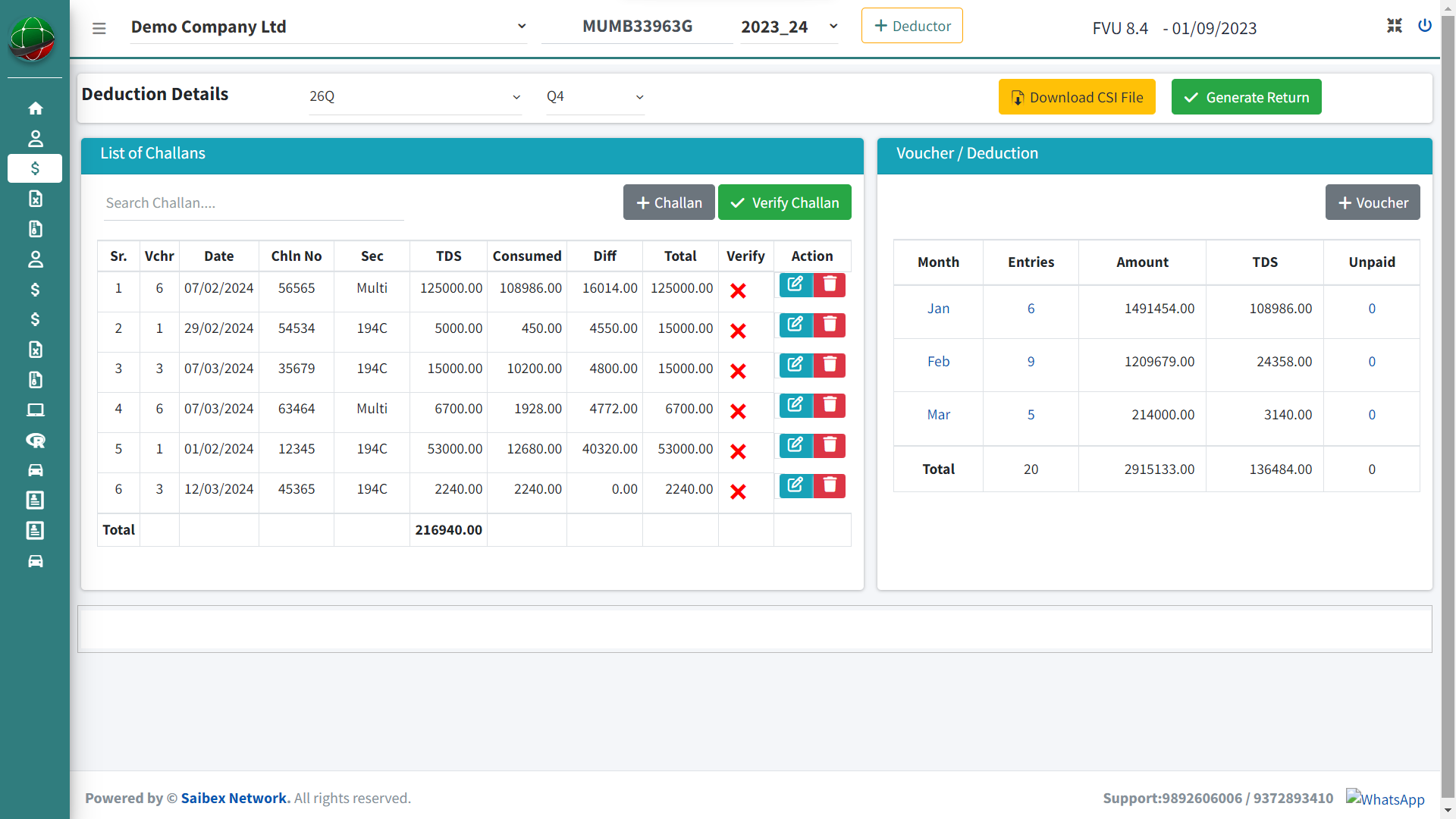 Online TDS Return Software Features